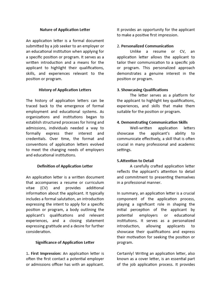 Application Letter | Download Free PDF | Résumé | Cognition