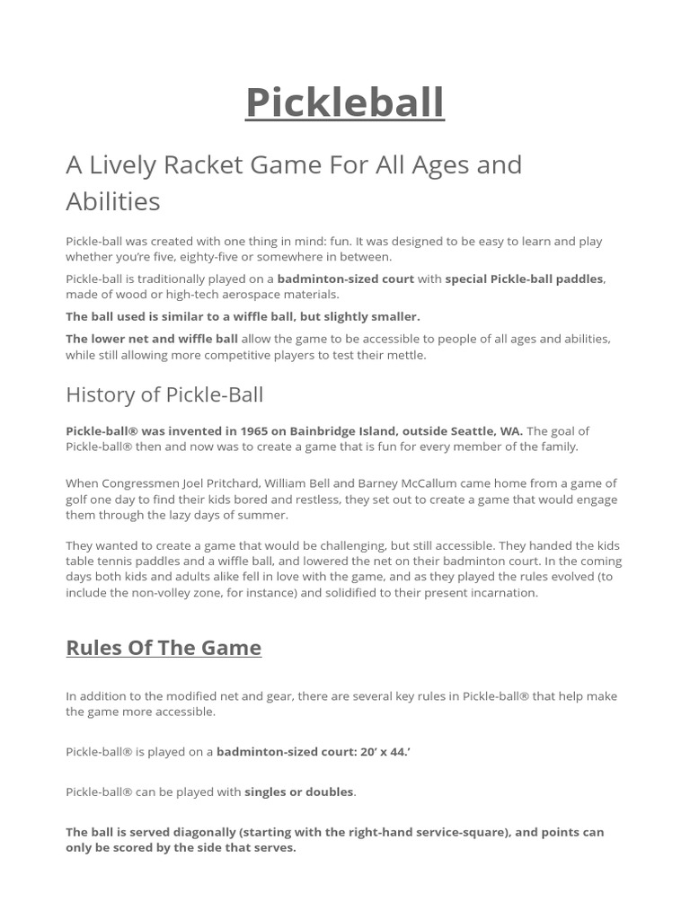 Pickleball Notes | PDF | Sports Rules And Regulations | Athletic Sports