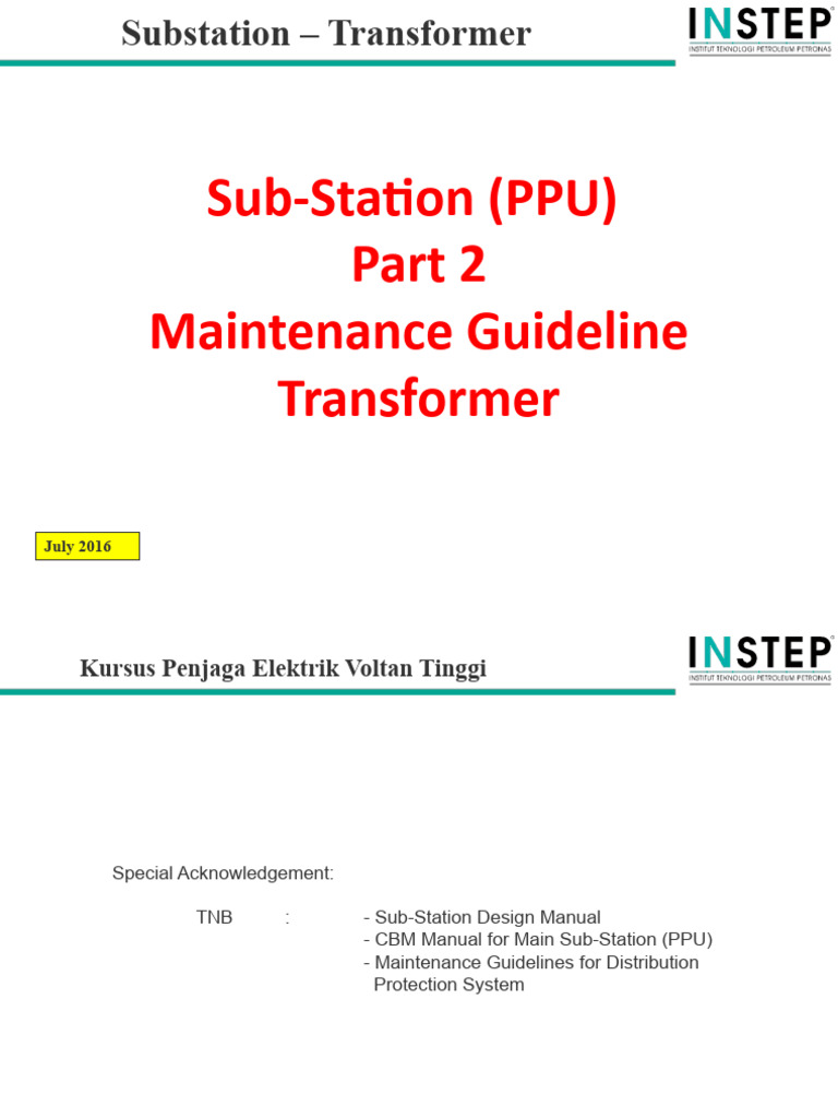 3 Hv Sub Station Maint Tranasformer Part2 Pdf Transformer