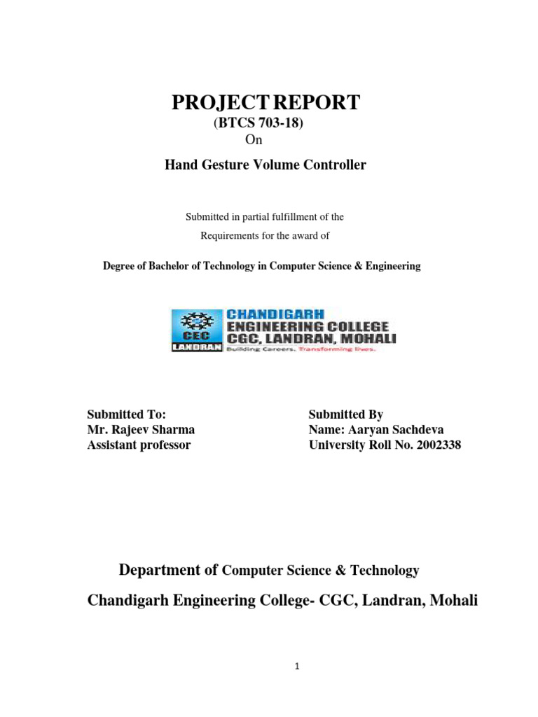 AaryanSachdeva Project Report | PDF | Computer Vision | Human–Computer ...