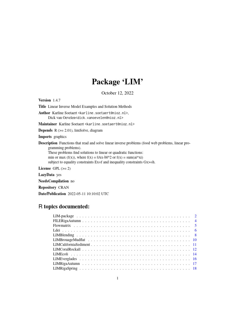 Lim 2 | PDF | Linear Programming | Least Squares