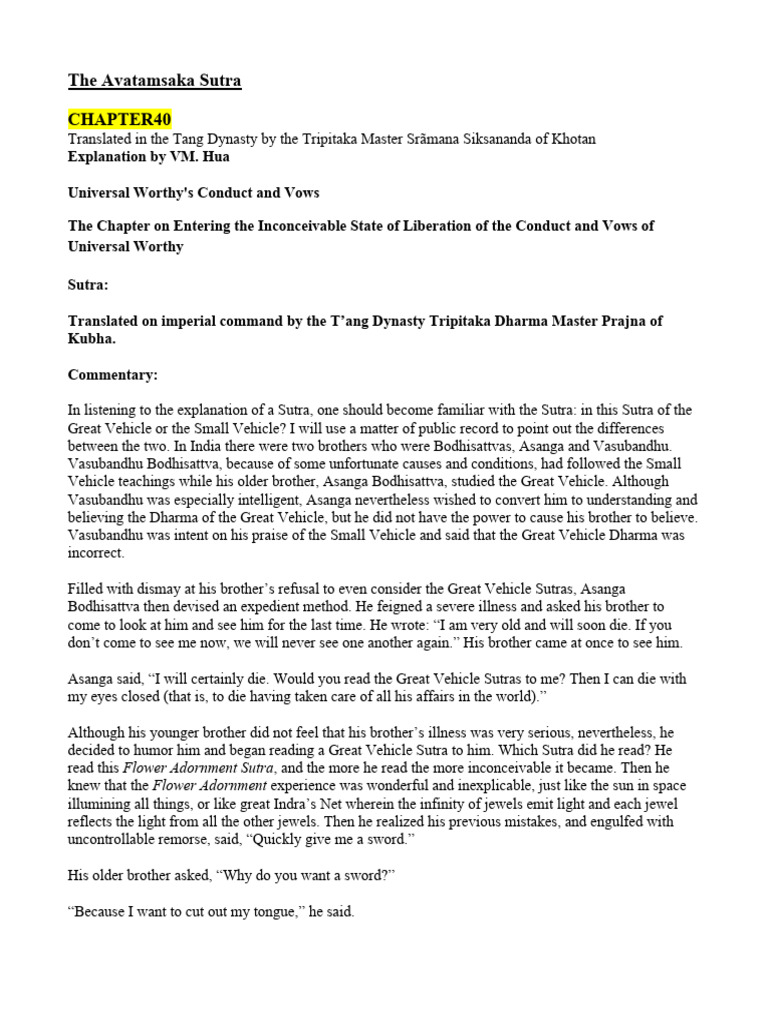 The Avatamsaka Sutra Ch40 | PDF | Bodhisattva | Virtue