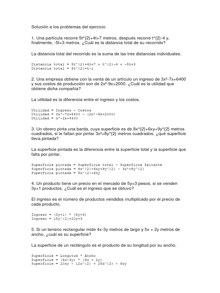 Solución A Los Problemas Del Ejercicio | PDF | Métodos y materiales de ...