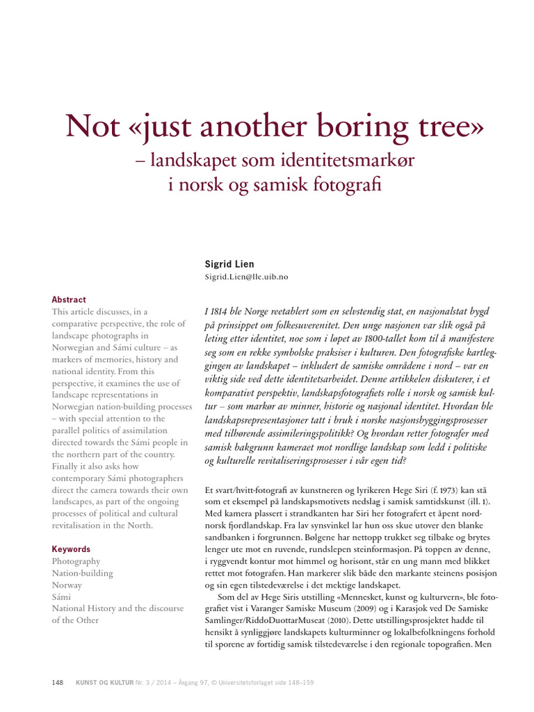 Lien 2014 Not Just Another Boring Tree Landskapet Som Identitetsmarkør I Norsk Og Samisk ...