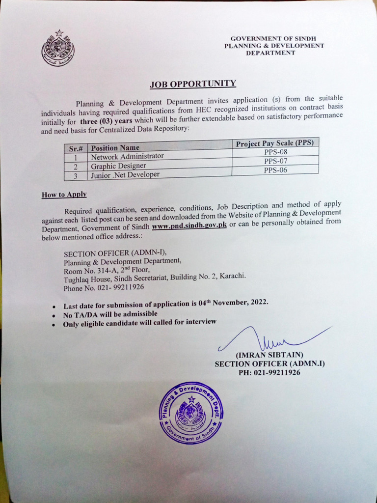 Job Opportunity For Network Administrator, Graphic Designer & Junior ...