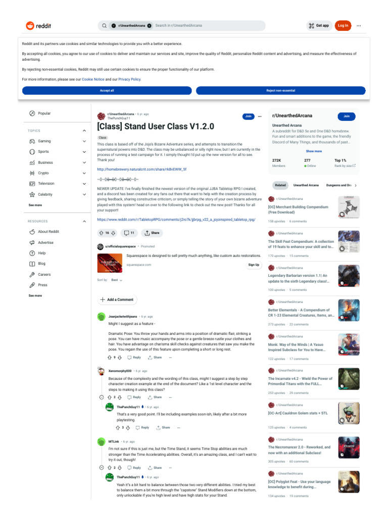 WWW Reddit Com R UnearthedArcana Comments 88jy4v Class - Stand - User - Class - v120 | PDF ...