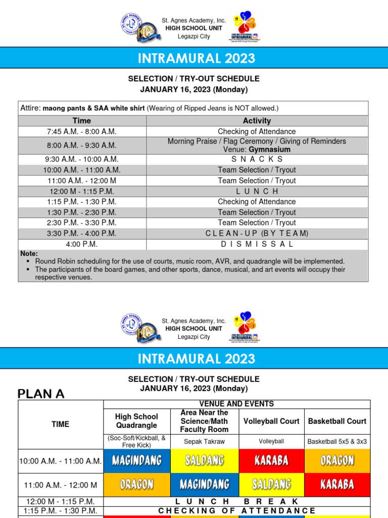 Intramural Schedule | PDF | Athletic Sports | Recreation
