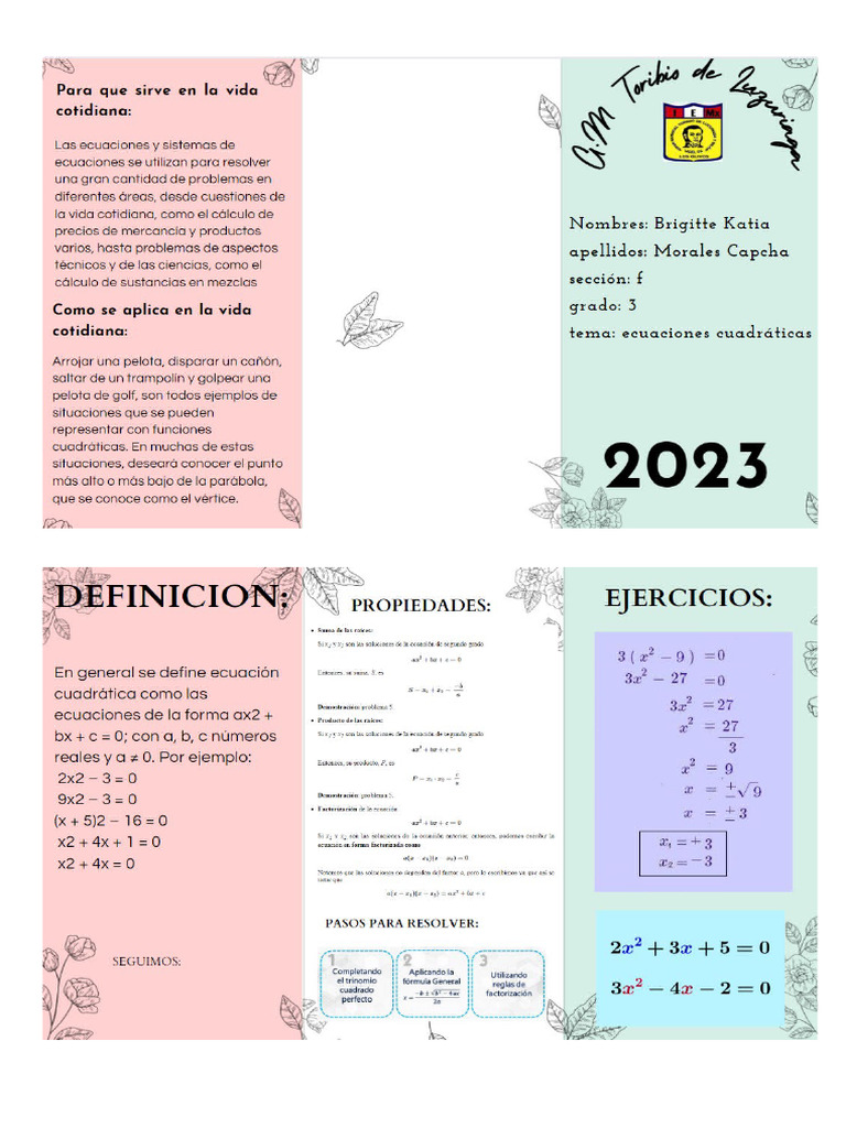 Triptico de Ecuaciones | PDF