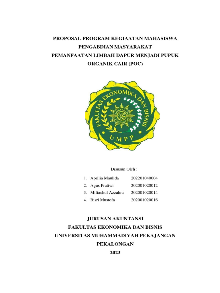Proposal PKM - Kelompok 3 - Pemanfaatan Limbah Dapur Menjadi Pupuk Organik Cair (Poc) | PDF