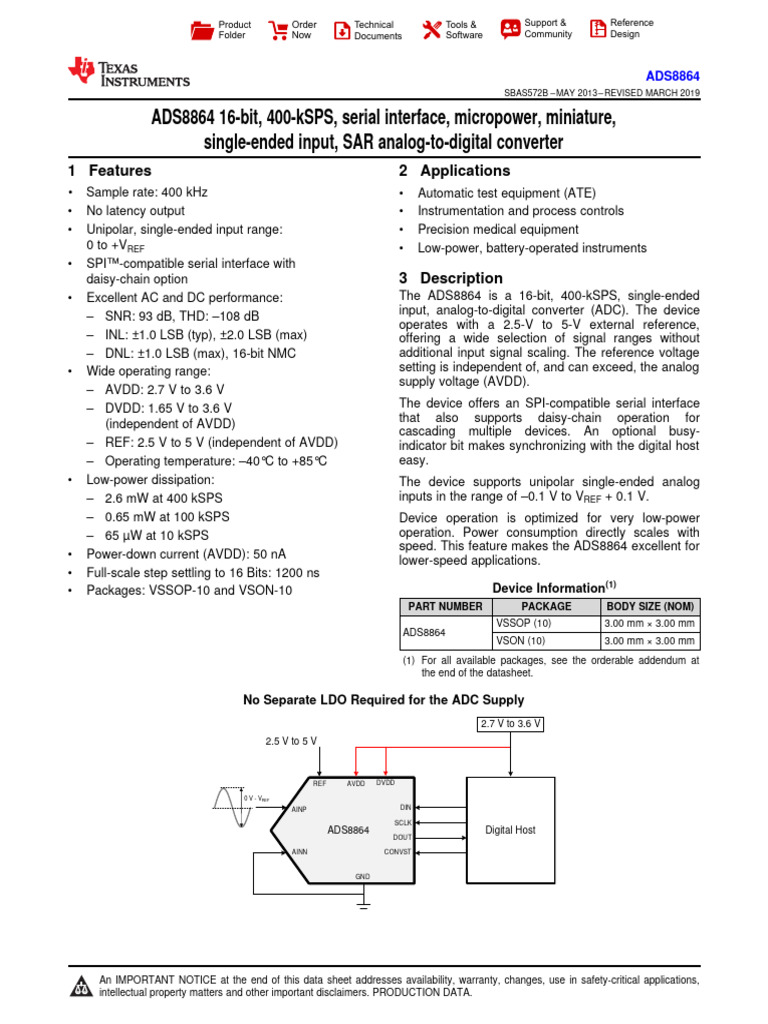 ADS8864 | PDF | Electrostatic Discharge | Analog To Digital Converter