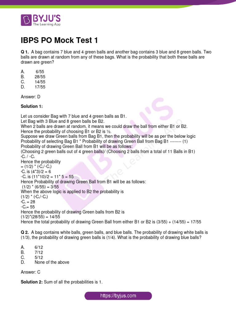RRB Mock Test 1 | PDF | Ratio | Length