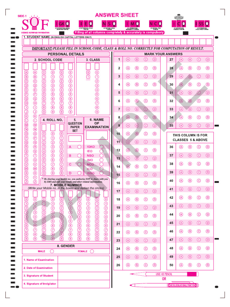 Sof Omr Sheet 2023-24 | PDF