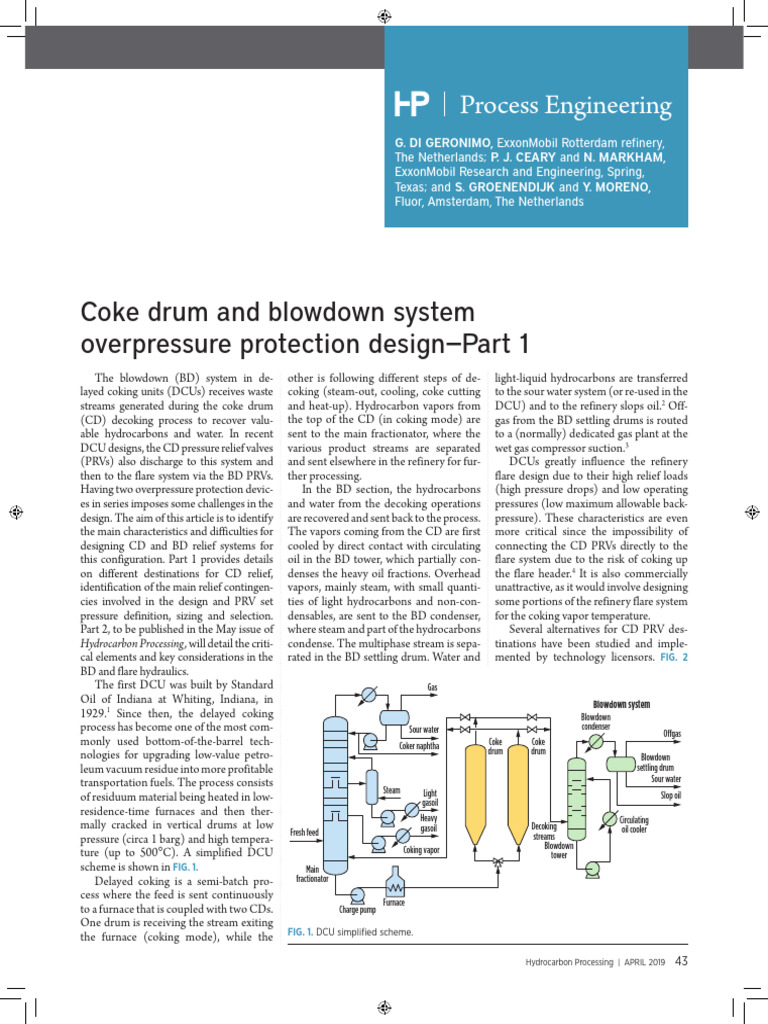 Coke Drum and Blowdown System Overpressure Protection Design | PDF | Pump | Oil Refinery