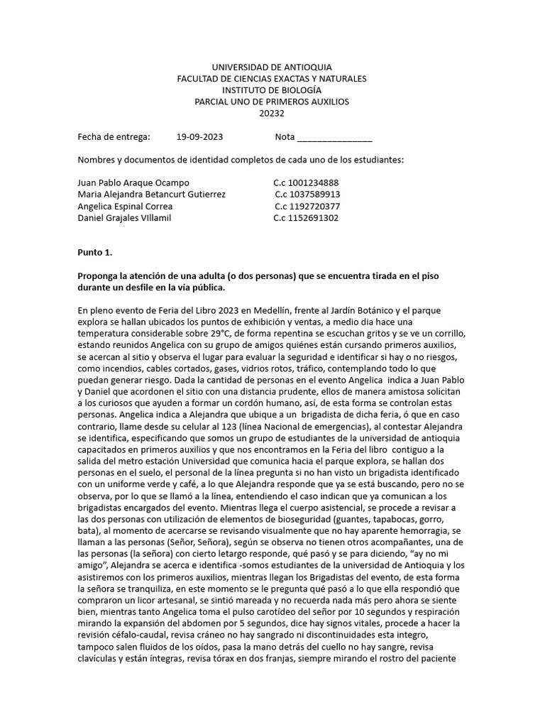 Parcial 110 PA 202312 | PDF | Laboratorios | Abdomen