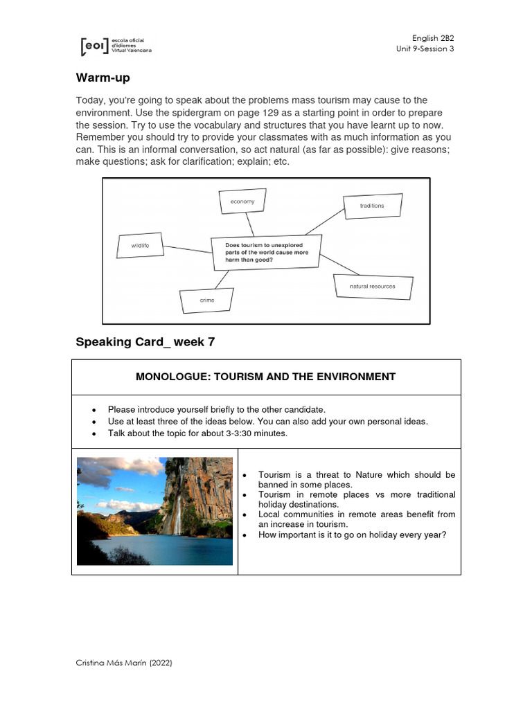 Speaking Card UNit 9 - Week 3 | PDF