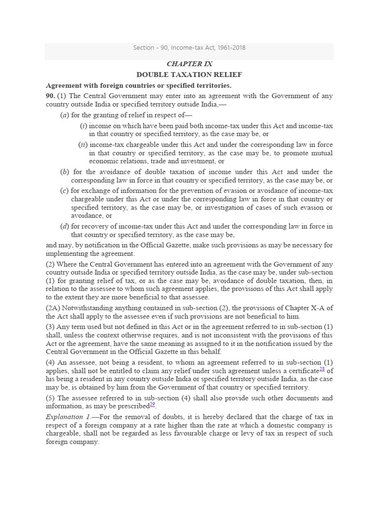 Chapter IX Double Taxation Relief | PDF | Double Taxation | Income Tax