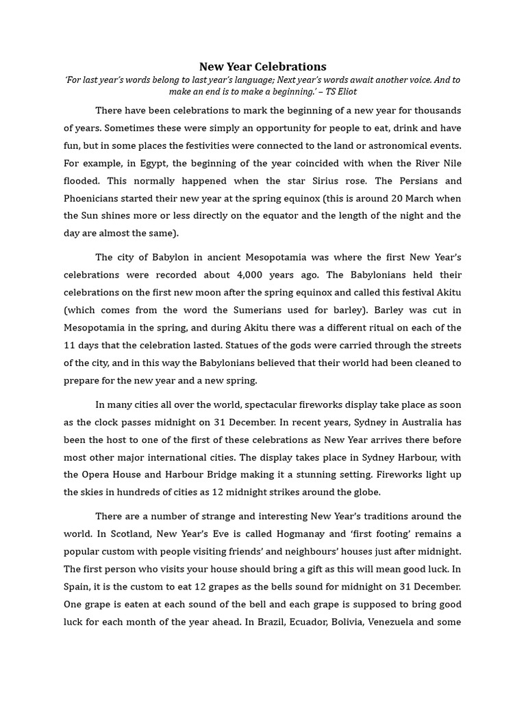 ESL Guide to New Year Celebrations | PDF | Mesopotamia