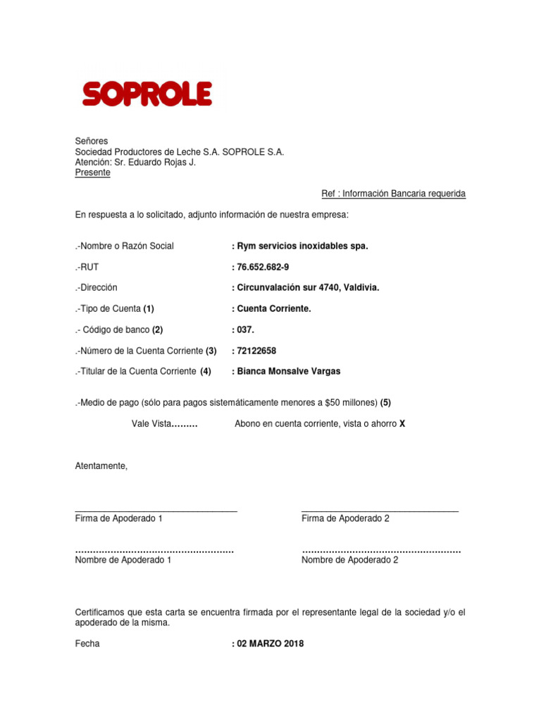 Carta Autorización Abono Cta Cte | PDF | Bancos | Servicios financieros