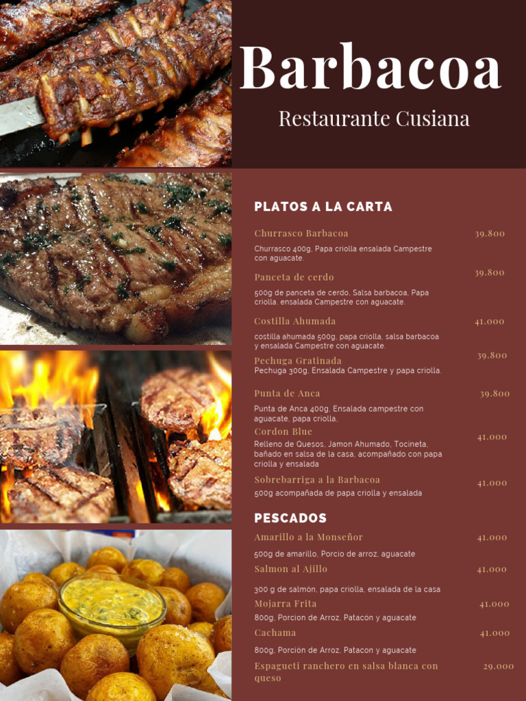 Menu Barbacoa 1 | PDF | Tocino | Comida y bebida