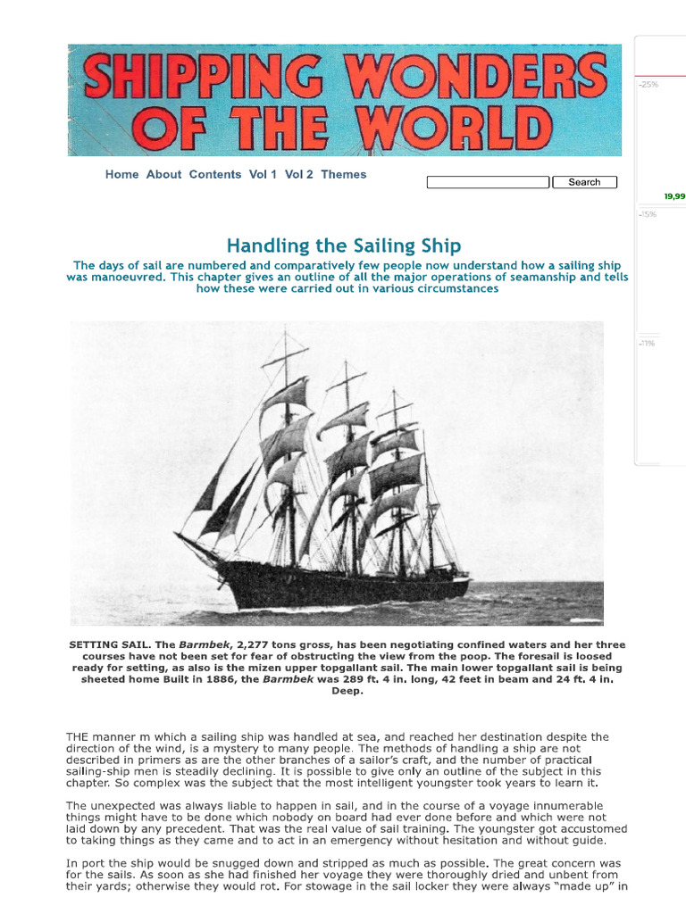 Handling The Sailing Ship - Shipping Wonders of The World | PDF