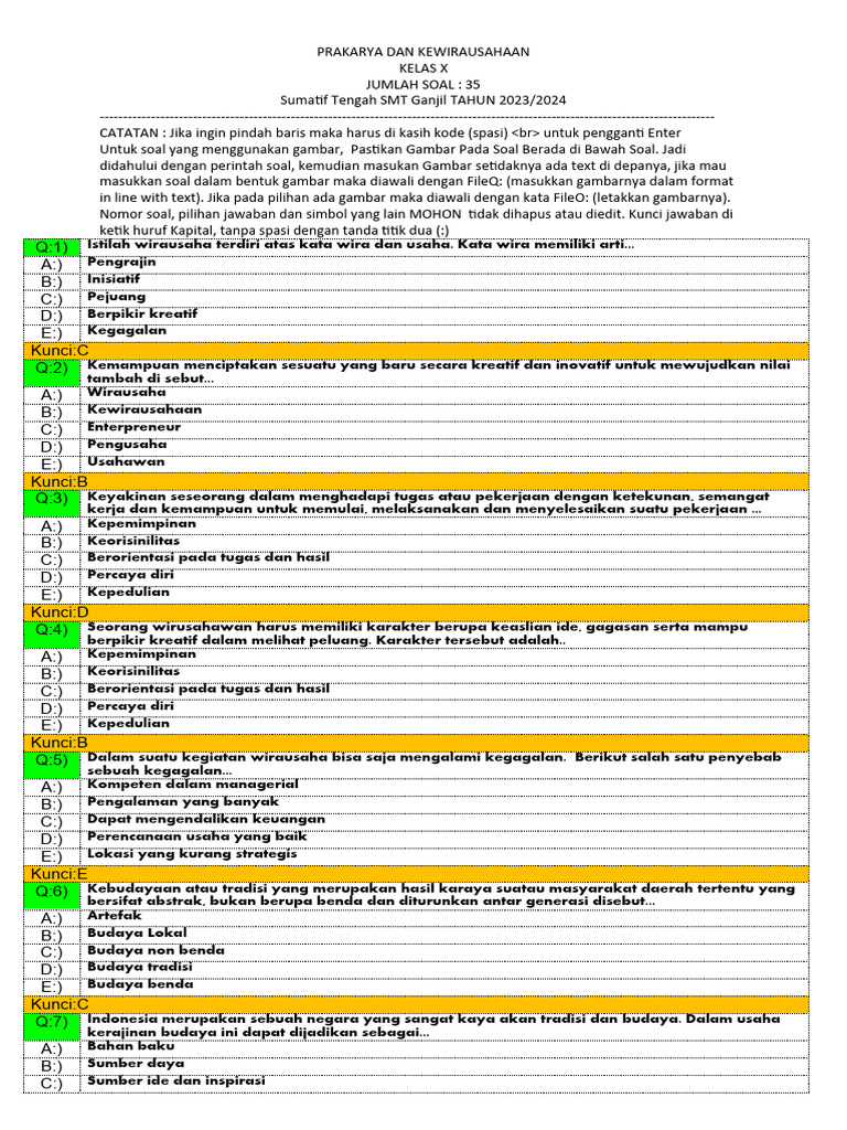 Soal Sts Ganjil - Pkwu X - 2023 | PDF