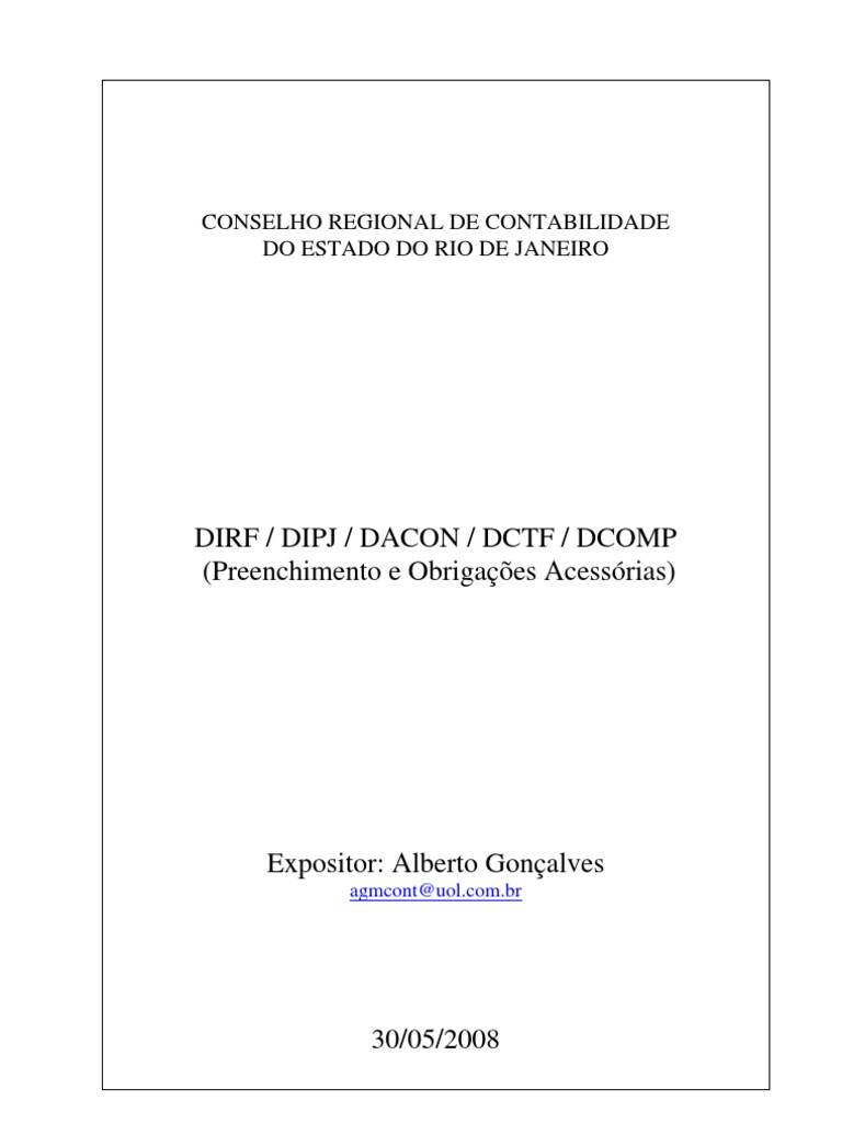 54823331-Apostila-Dirf-Dipj-Dacon-Dctf-Dcomp - Cópia | PDF | Imposto de ...