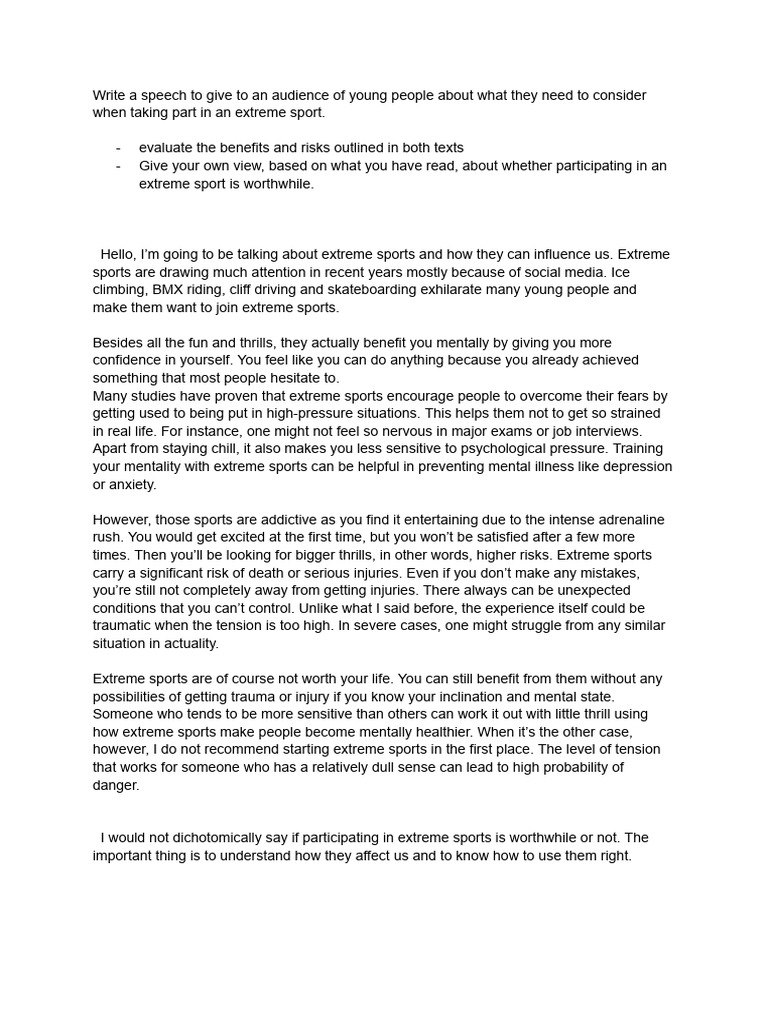 IGCSE English Speech | PDF | Psychological Trauma | Social Psychology