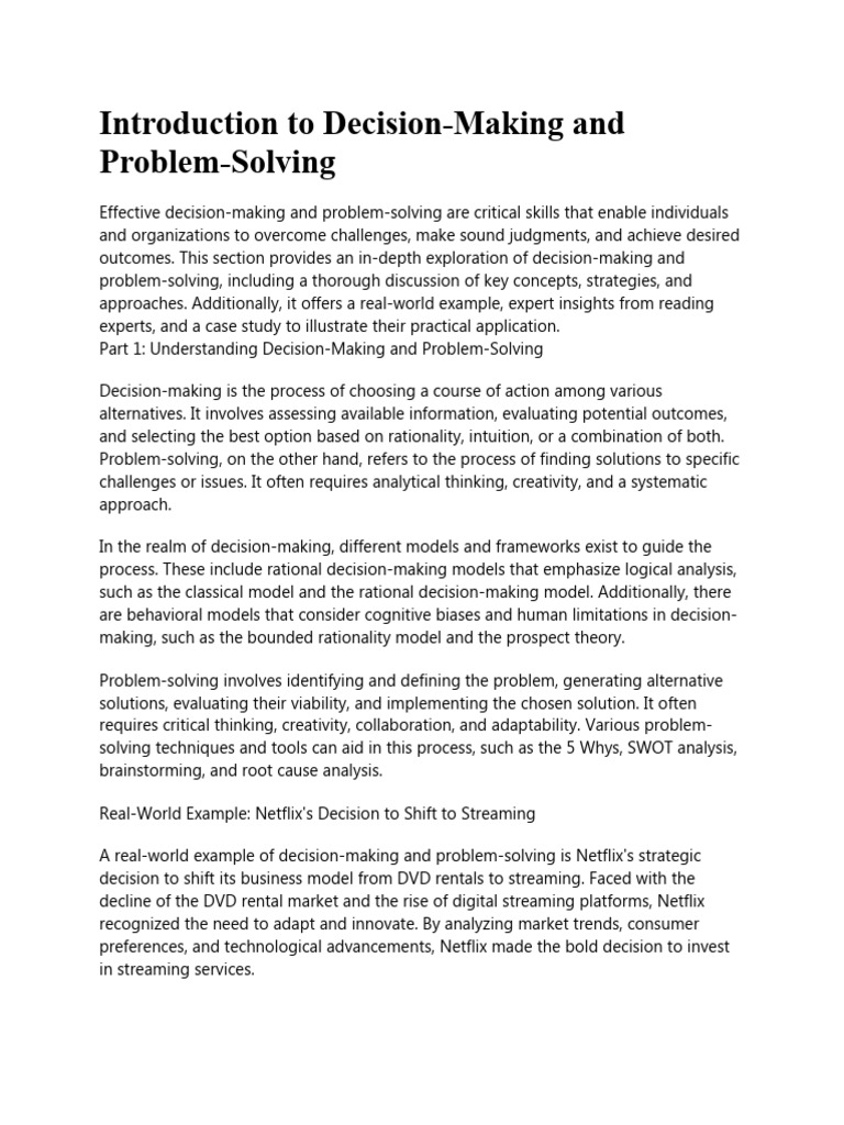 Introduction To Decision-Making and Problem-Solving | PDF | Decision Making | Rationality