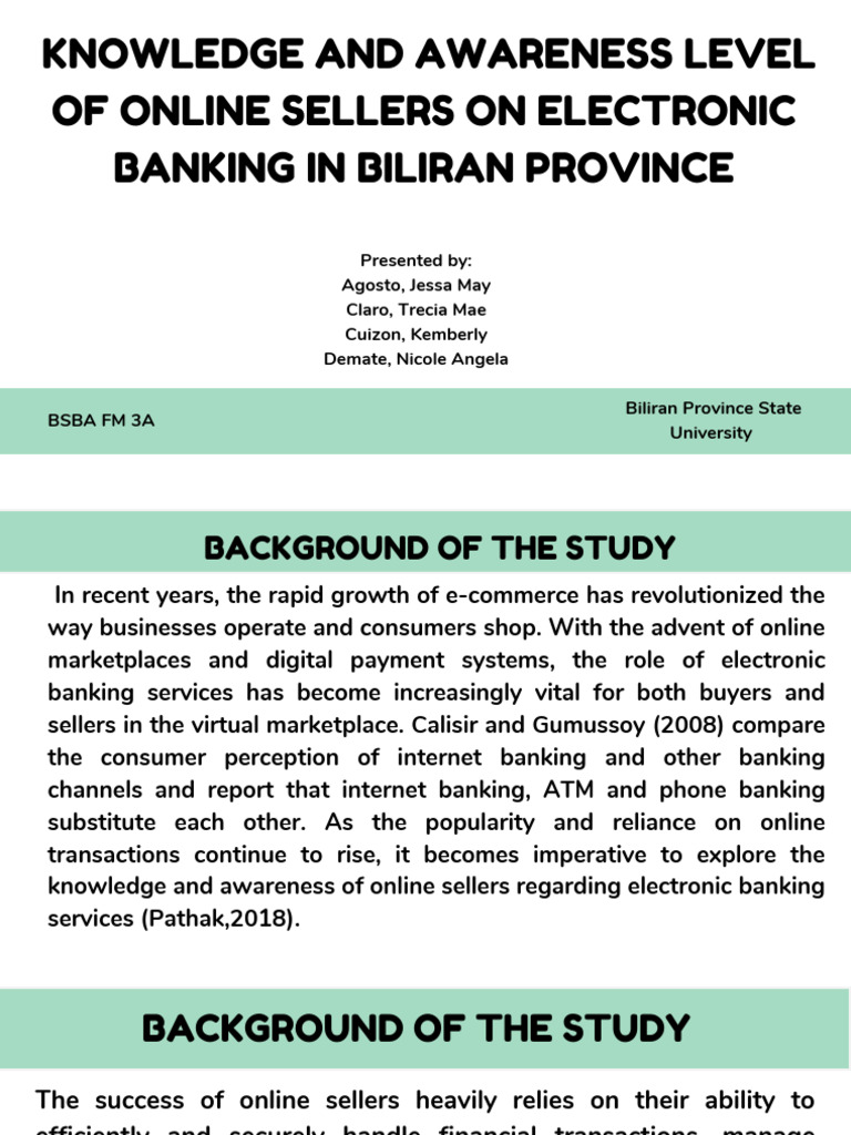 Knowledge and Awareness Level of Online Sellers On Electronic Banking ...