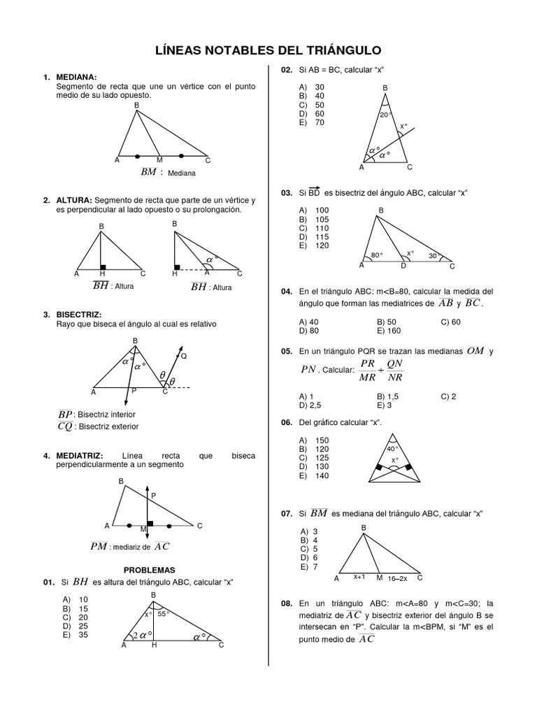 Lineas Notables en el Triangulo | PDF | Triángulo | Euclides