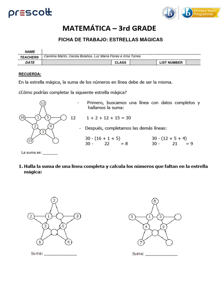 Ficha de Trabajo - Estrellas Magicas | PDF