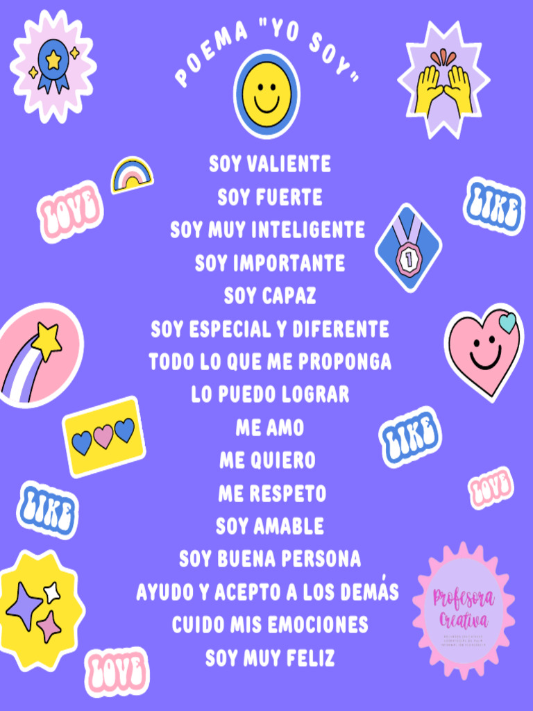 Poema - Yo Soy - Profesora Creativa | PDF
