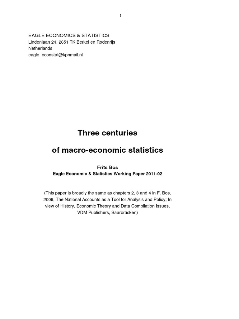 Three Centuries Macroeconomic Statistics Pdf Taxes Input Output Model
