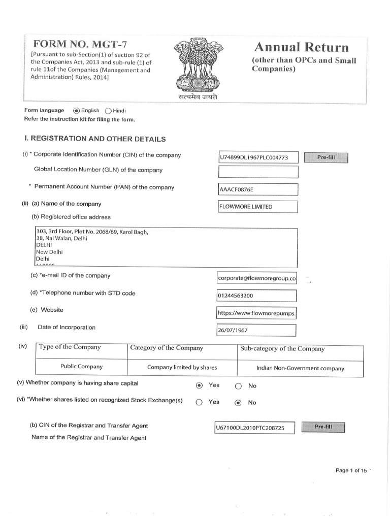 Annual Return 2021 22 | PDF