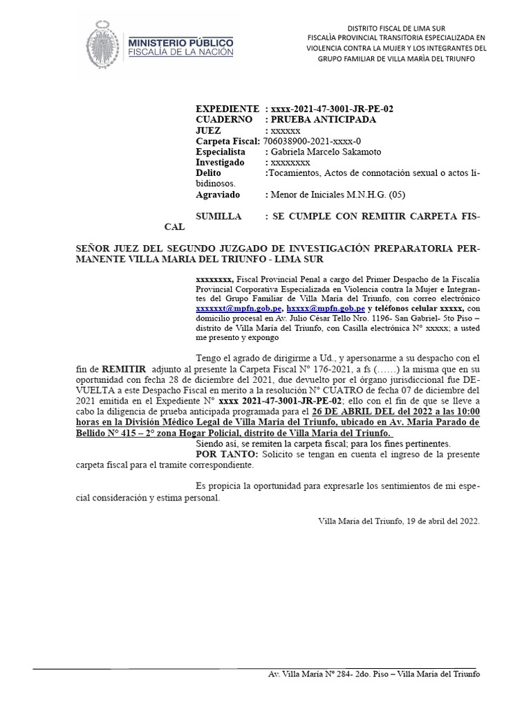 Remite Carpeta Fiscal 176-2021 Devuelta | PDF | Fiscal | Derecho penal