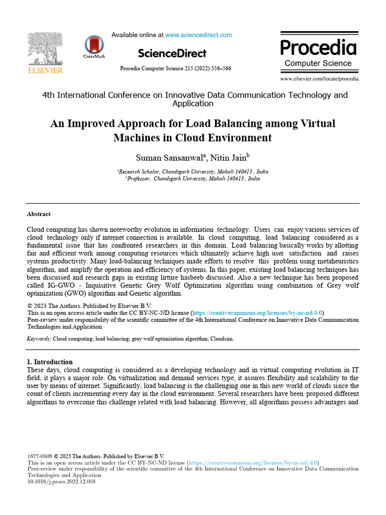 An Improved Approach For Load Balancing Among Virtual | PDF | Load Balancing (Computing) | Cloud ...