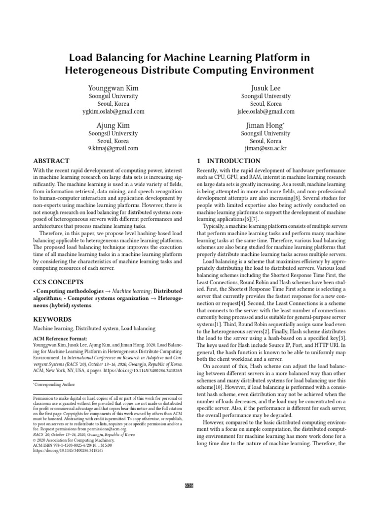 Load Balancing For Machine Learning Platform In Pdf Load Balancing