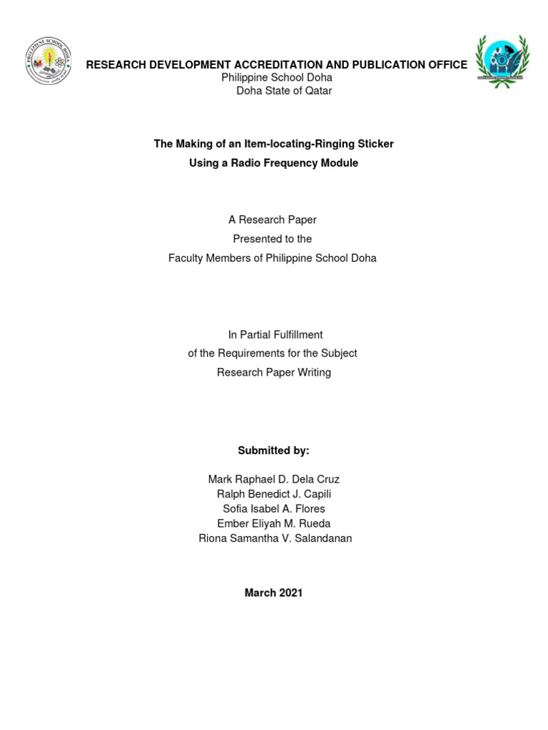 2021 - The Making of An Item-Locating Ringing Sticker Using A Radio Frequency Module | PDF ...