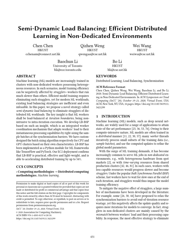 Semi-Dynamic Load Balancing E Icient Distributed | PDF | Load Balancing (Computing) | Computing