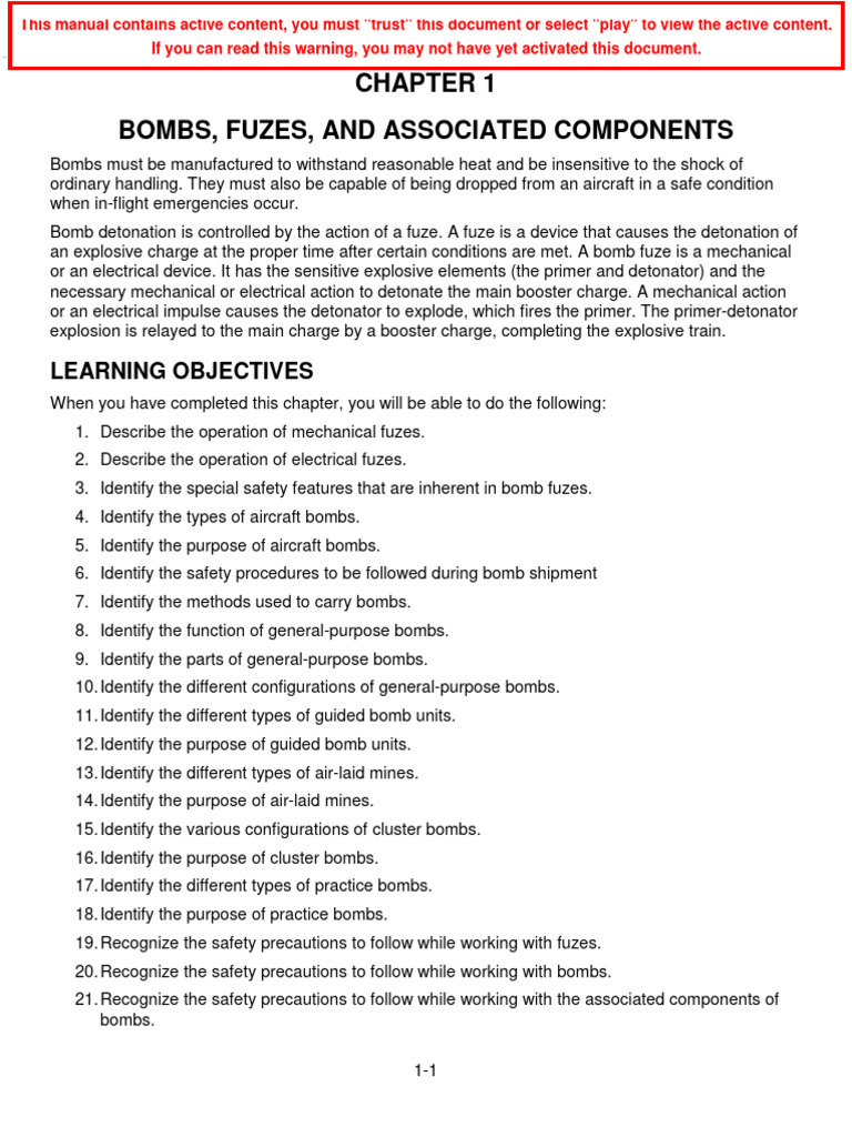 Chapter 1 Bombs Fuzes and Associated | PDF | Fuze | Manufactured Goods