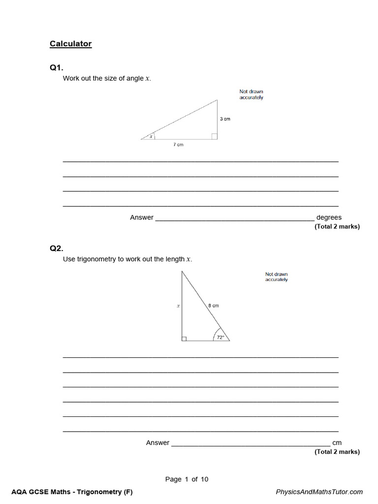 Trigonometry (F) QP | PDF | Triangle | Geometry