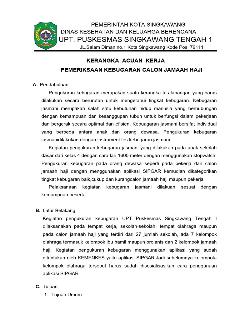 Kak Pemeriksaan Kebugaran Jasmani | PDF