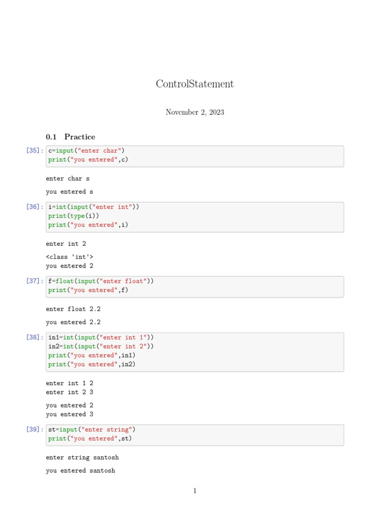 Control Statement | PDF | Control Flow | Computer Programming