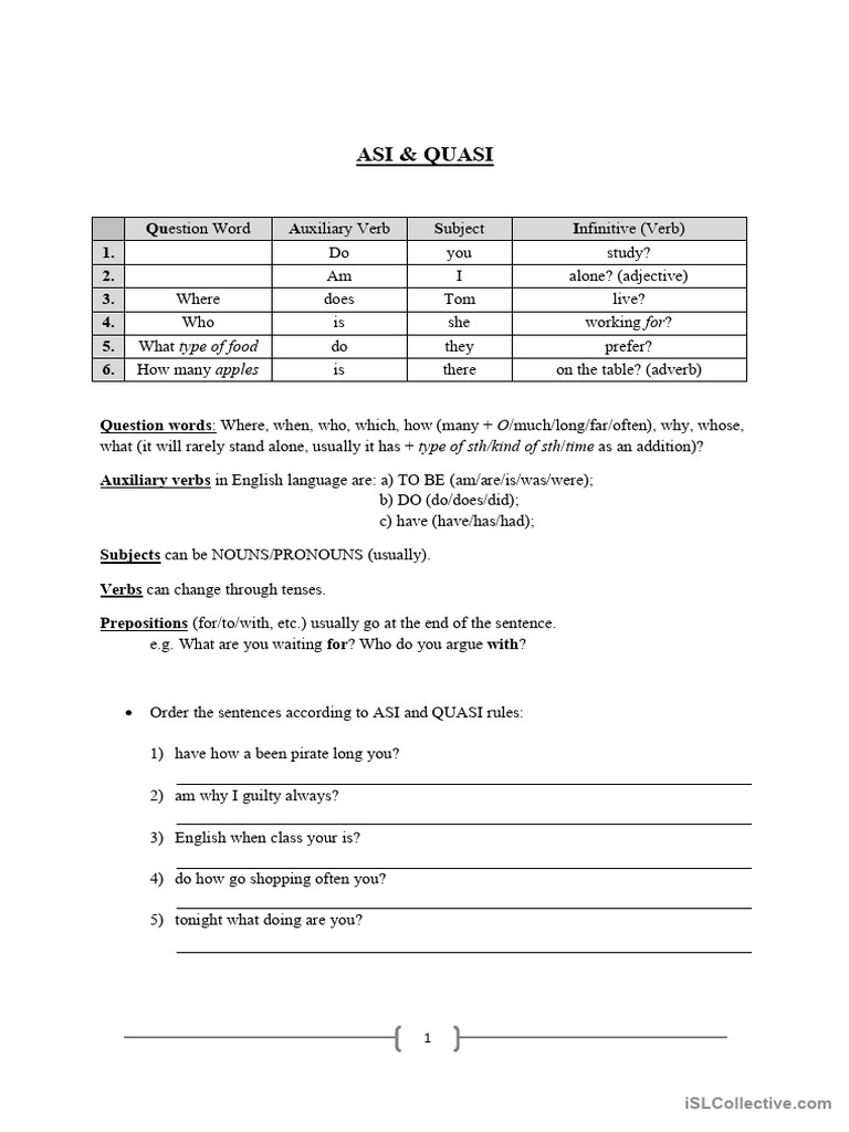 ASI & QUASI Question Structure Guide | PDF | Language Arts & Discipline