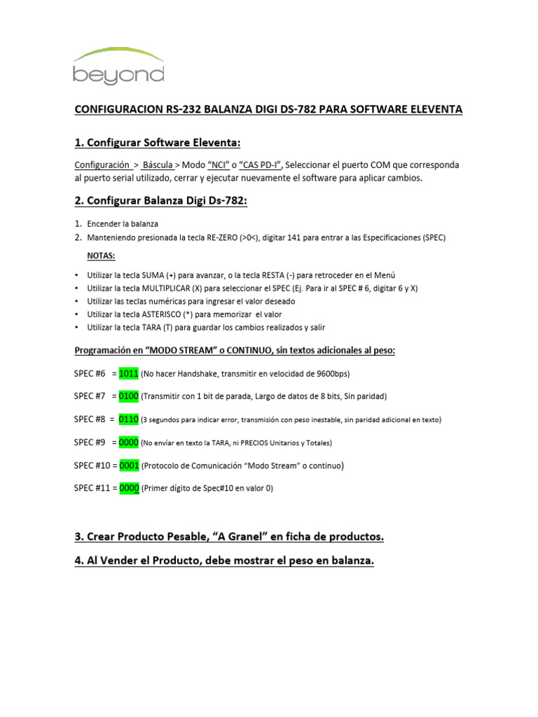 Configuracion Software Eleventa Con Balanza Digi DS-782 | PDF