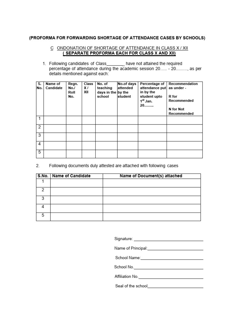Shortage of Attendance | PDF