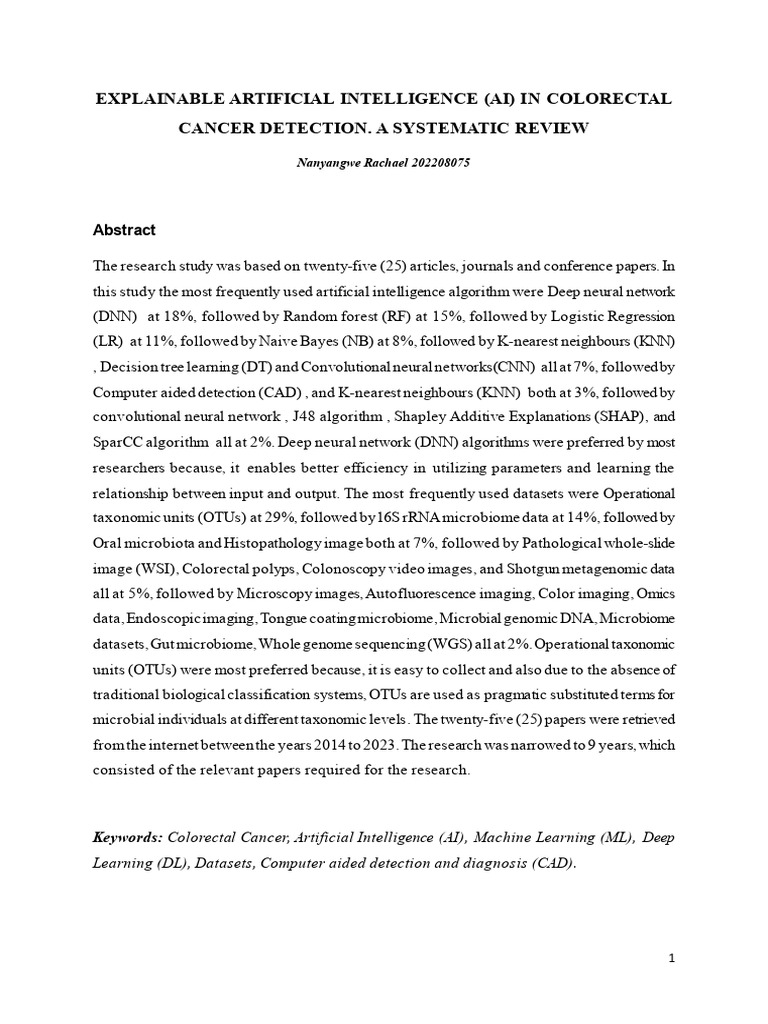 Explainable Artificial Intelligence (AI) in Colorectal Cancer Detection ...