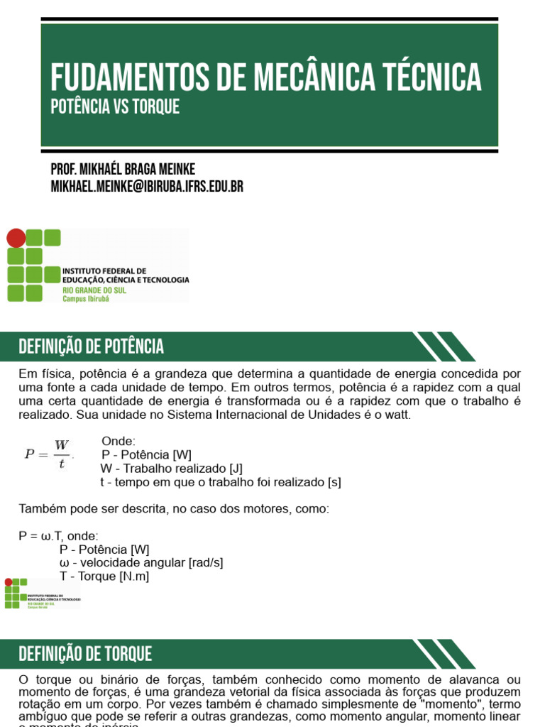 Potência vs Torque | PDF | Torque | Iniciativa/Conjuntura