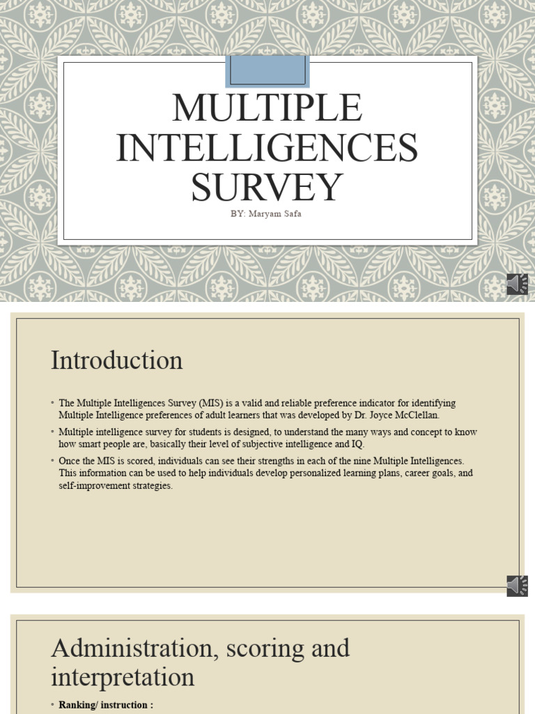 Multiple Intelligences Survey | PDF | Wellness