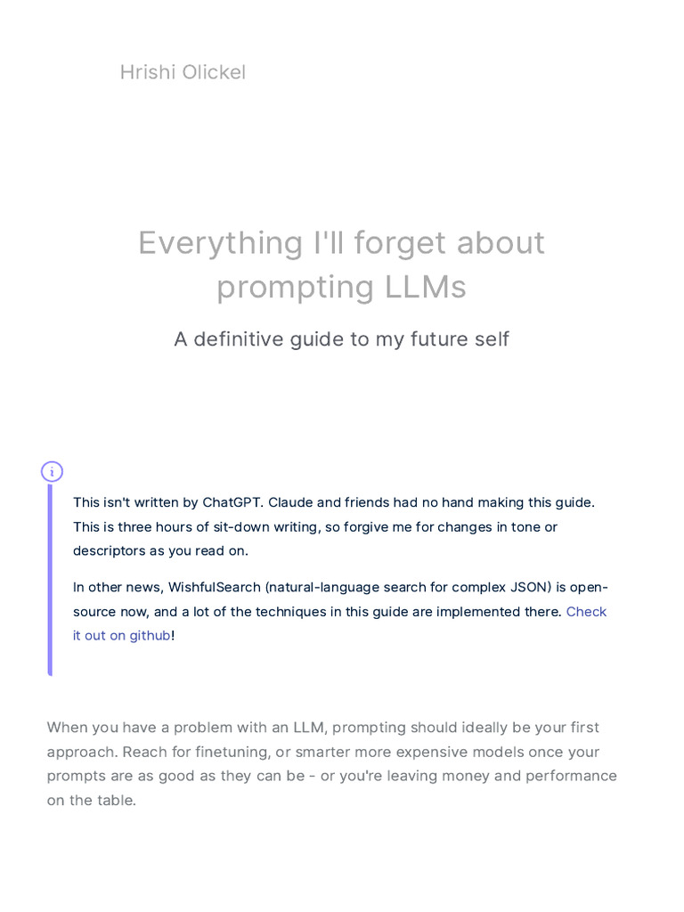Everything I'll Forget About Prompting LLMs | PDF | Computing | Computer Programming